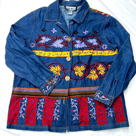 indigo moon | Jackets & Coats | Vintage Indigo Moon Embroidered Denim ...